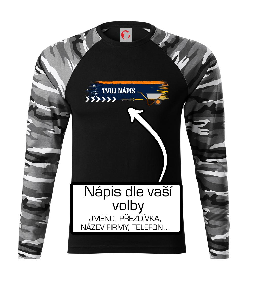Stavba - vlastní nápis - stavebník - Camouflage LS | MyShirt.cz
