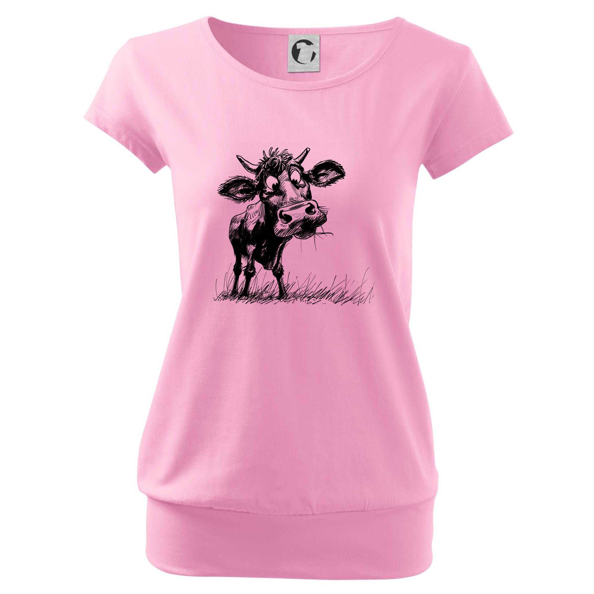 Černobílá karikatura kráva stojící - Volné triko city | MyShirt.cz
