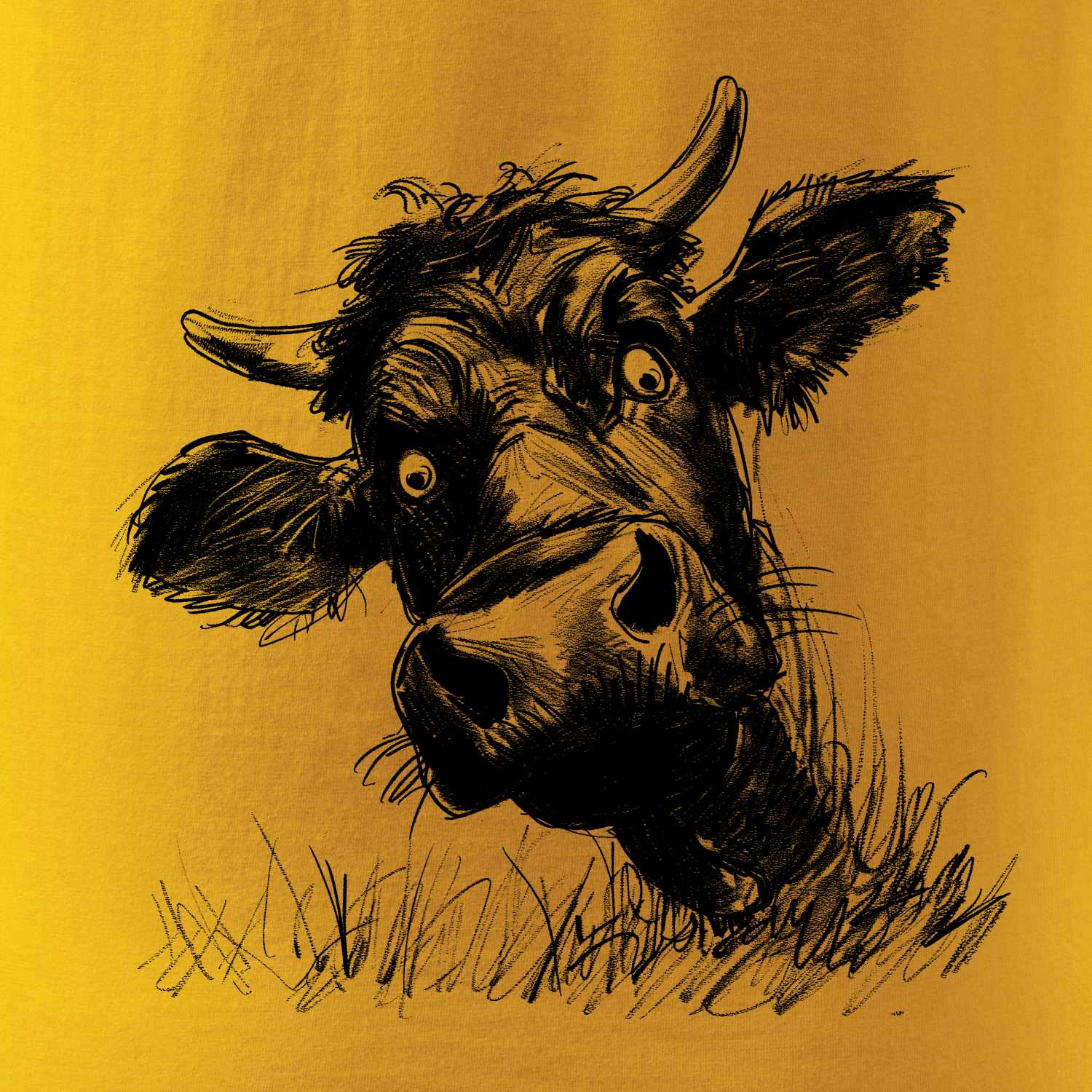 Černobílá karikatura černá kráva hlava - Viper FIT pánské triko ...