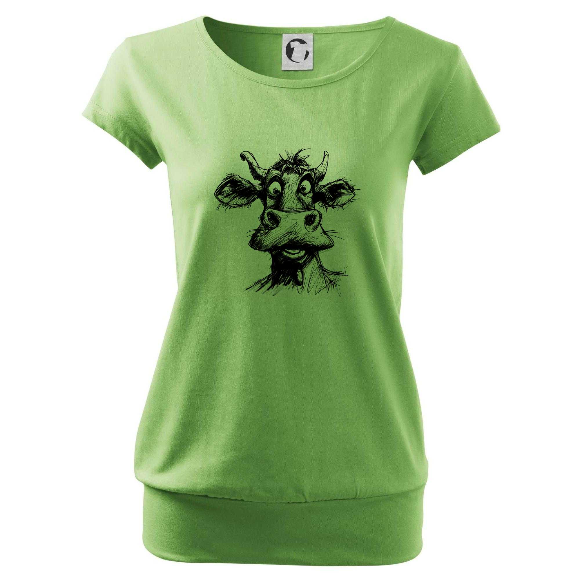 Černobílá karikatura světlá kráva hlava - Volné triko city | MyShirt.cz