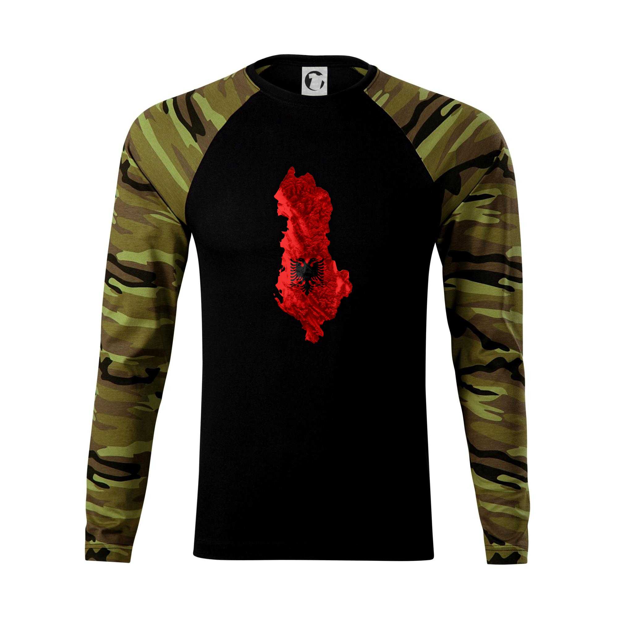 Mapa Albánie reliéf hor - Camouflage LS | MyShirt.cz