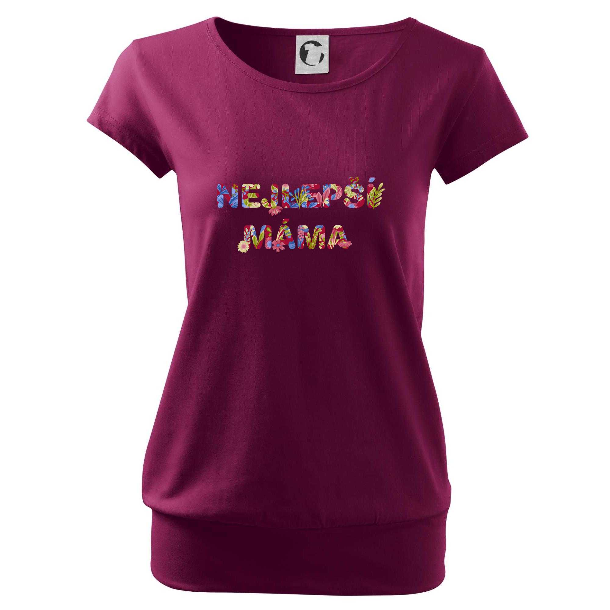 Květinový nápis - Nejlepší máma - Volné triko city | MyShirt.cz