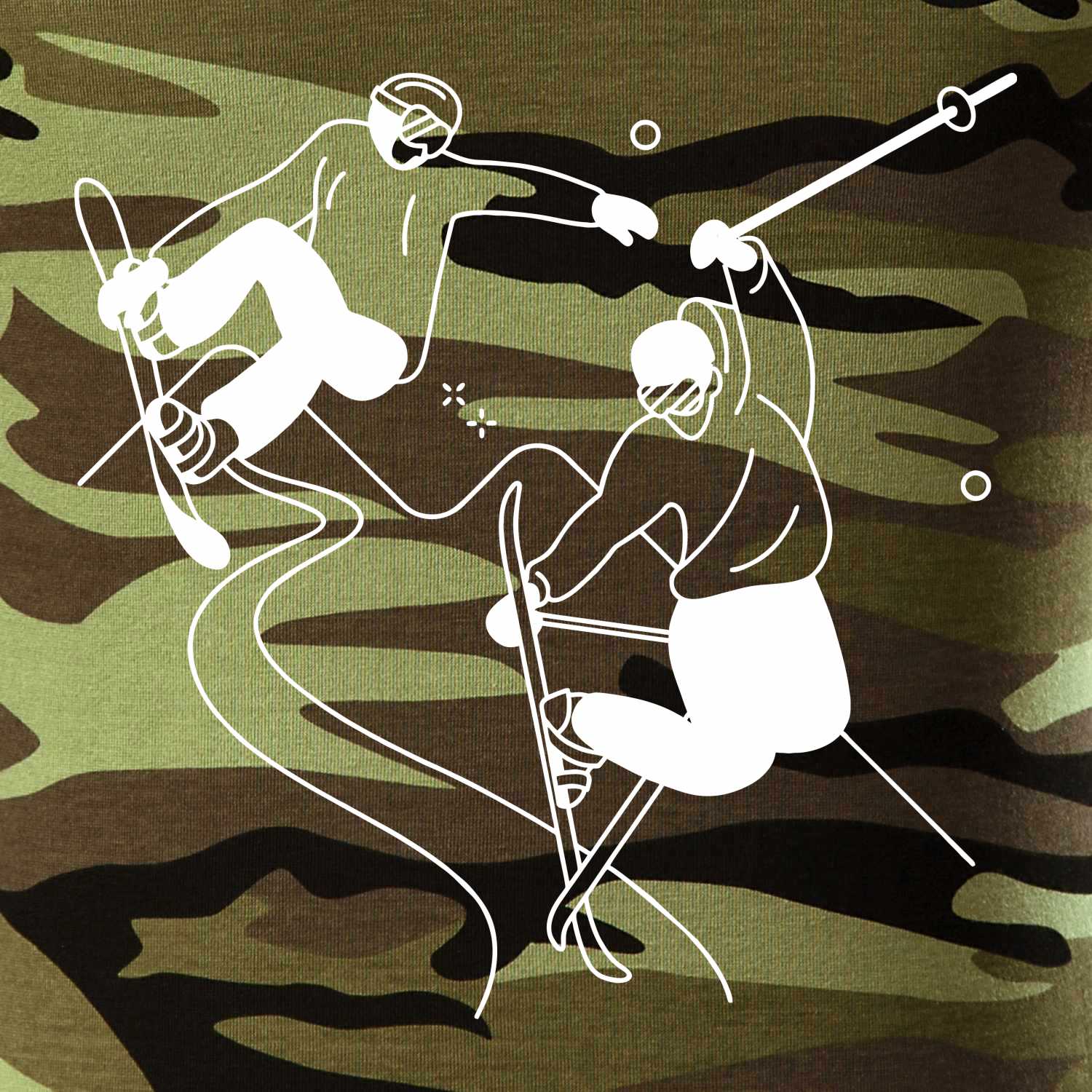 Lyžovaní - kresleny obrázek - Dámské maskáčové triko | MyShirt.cz