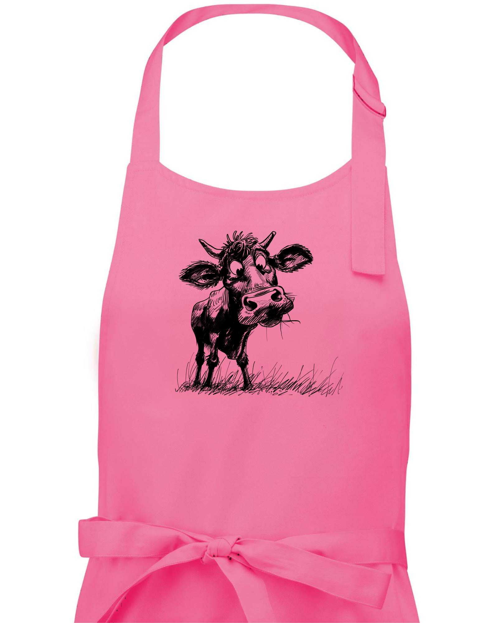 Černobílá karikatura kráva stojící - Pánská zástěra na vaření | MyShirt.cz